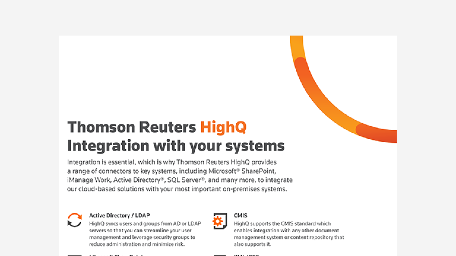 Connectors and Integrations - HighQ | Canada | Thomson Reuters